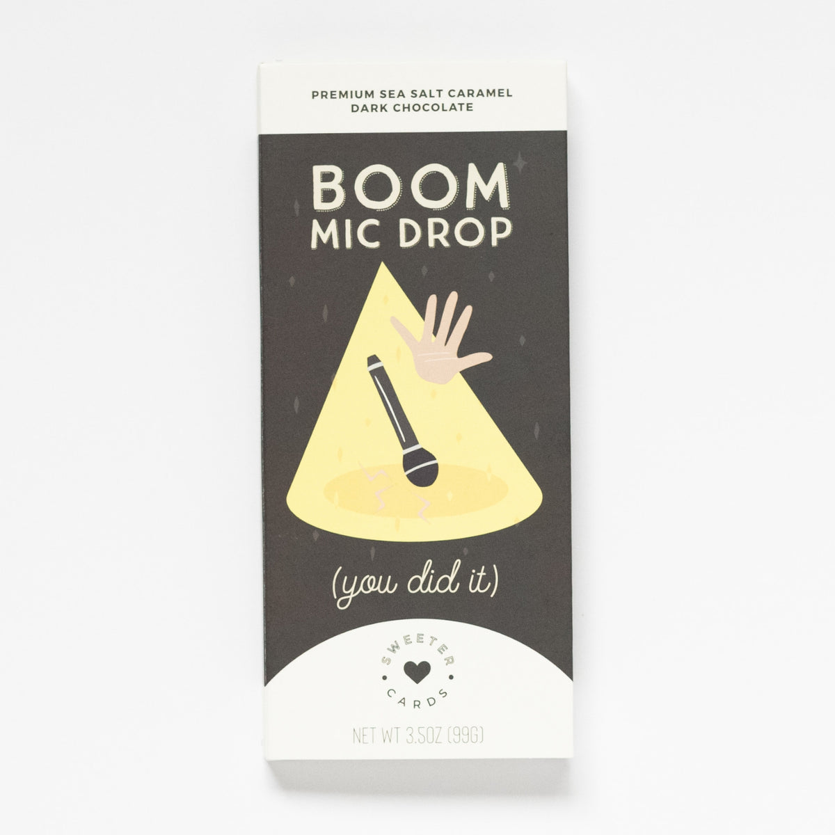 Boom Mic Drop Sea Salt Caramel Dark Chocolate Card