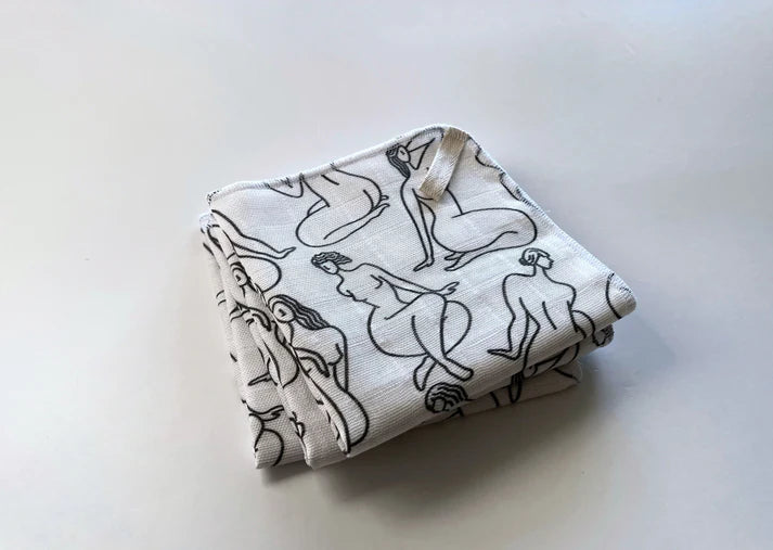 Exfoliating Muslin Face Cloth - Line Figures